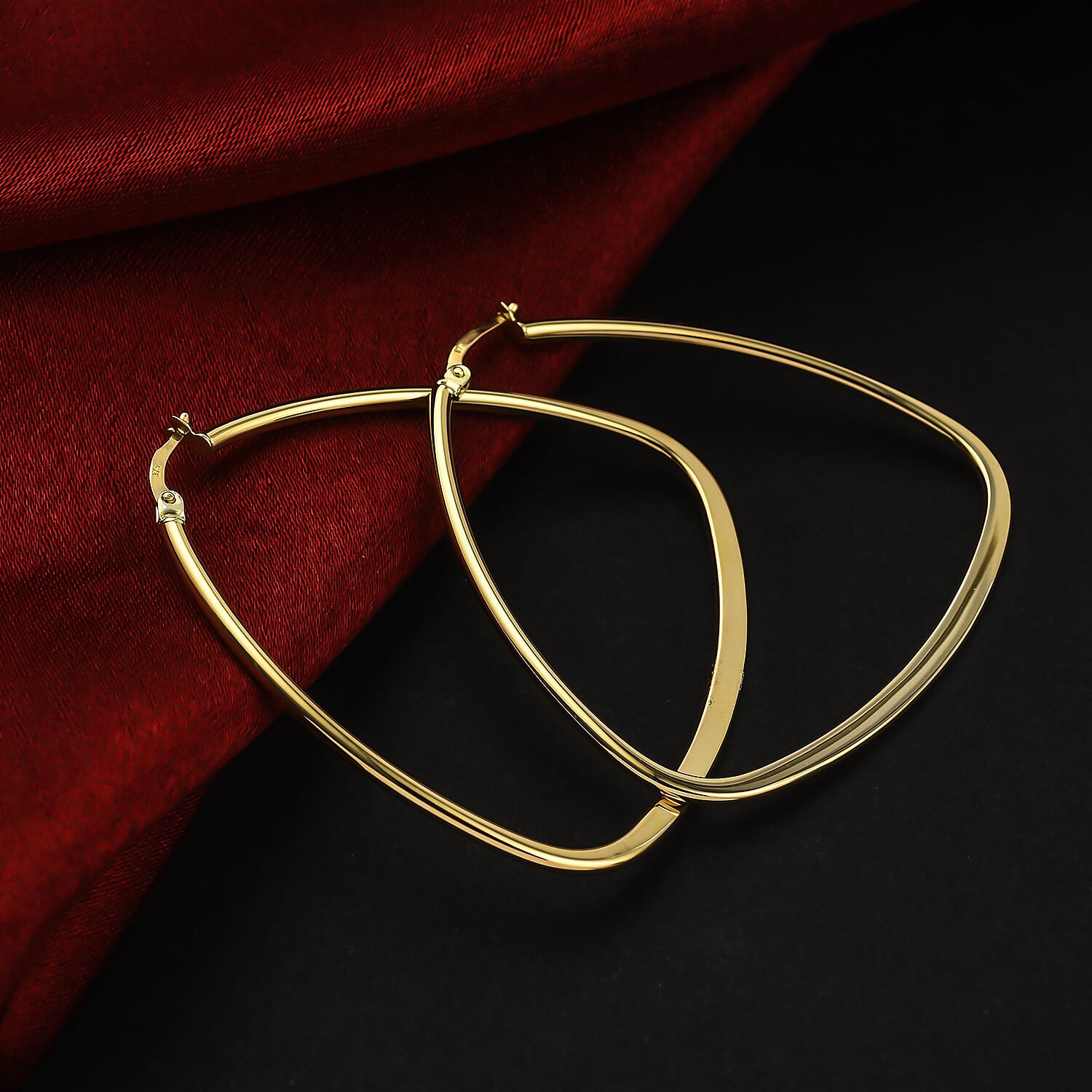 9K Yellow Gold Hoop Earrings (With Clasp) - 8894586 - TJC