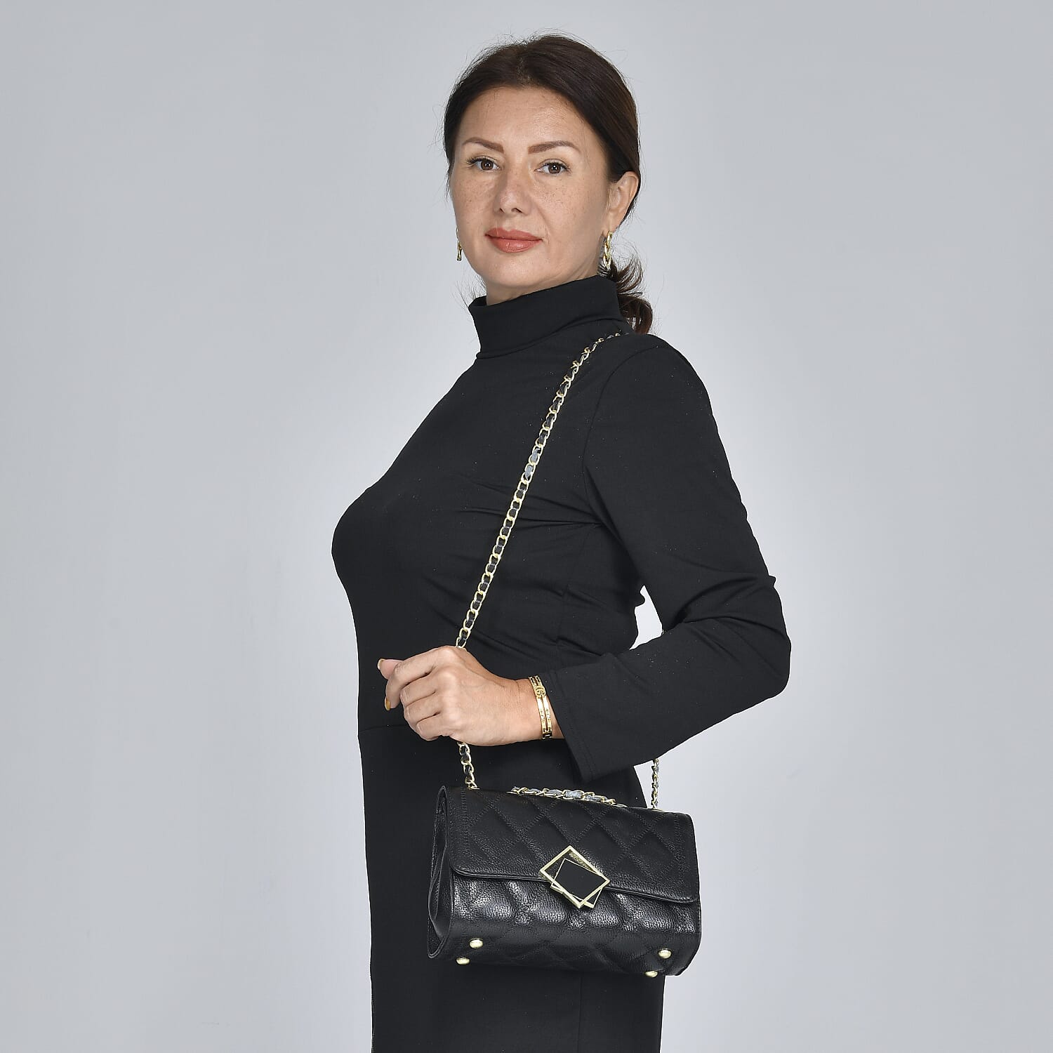 Sencillez 100% Genuine Leather Diamond Pattern Crossbody Bag with ...