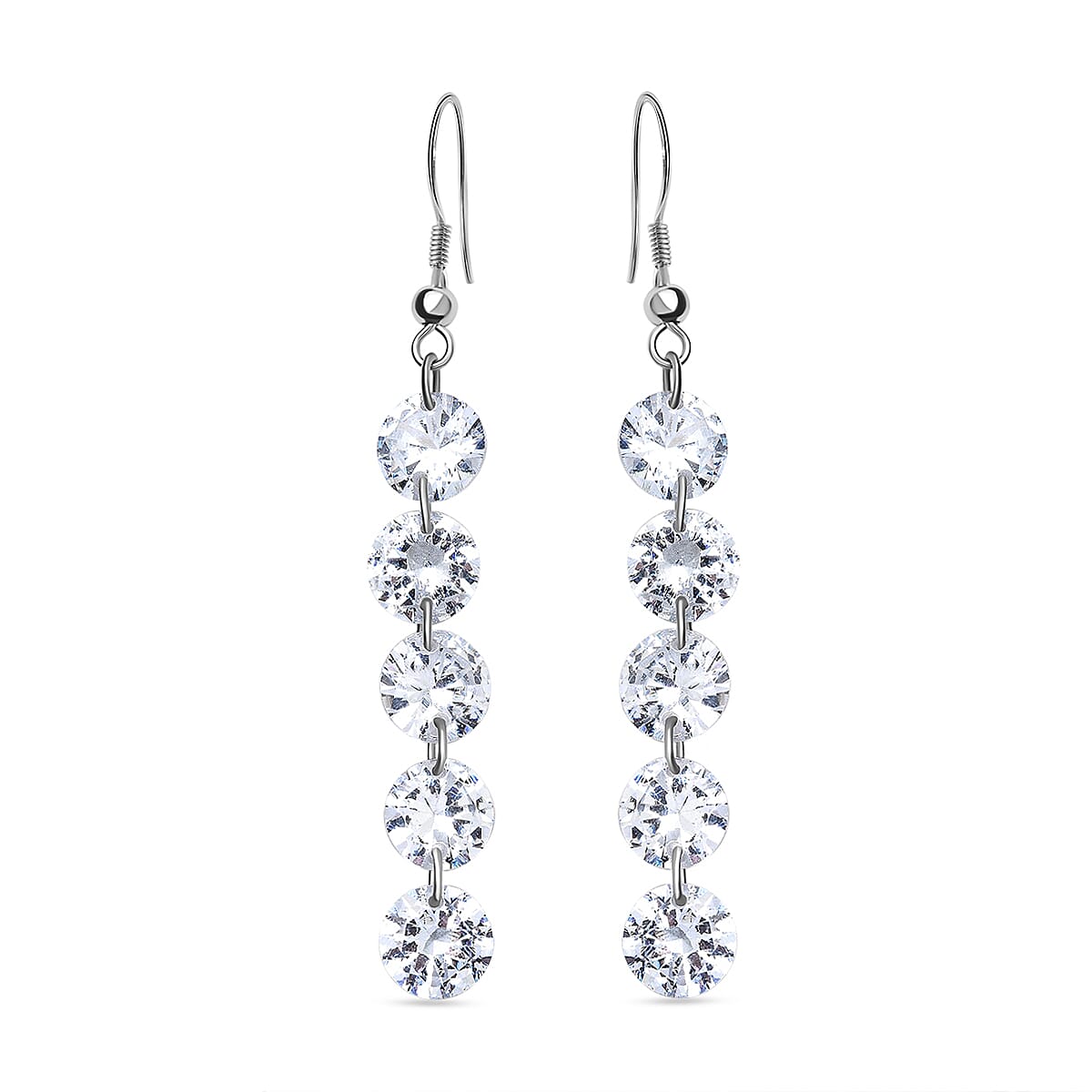 Simulated Diamond Earrings in Silver Tone - 8899220 - TJC