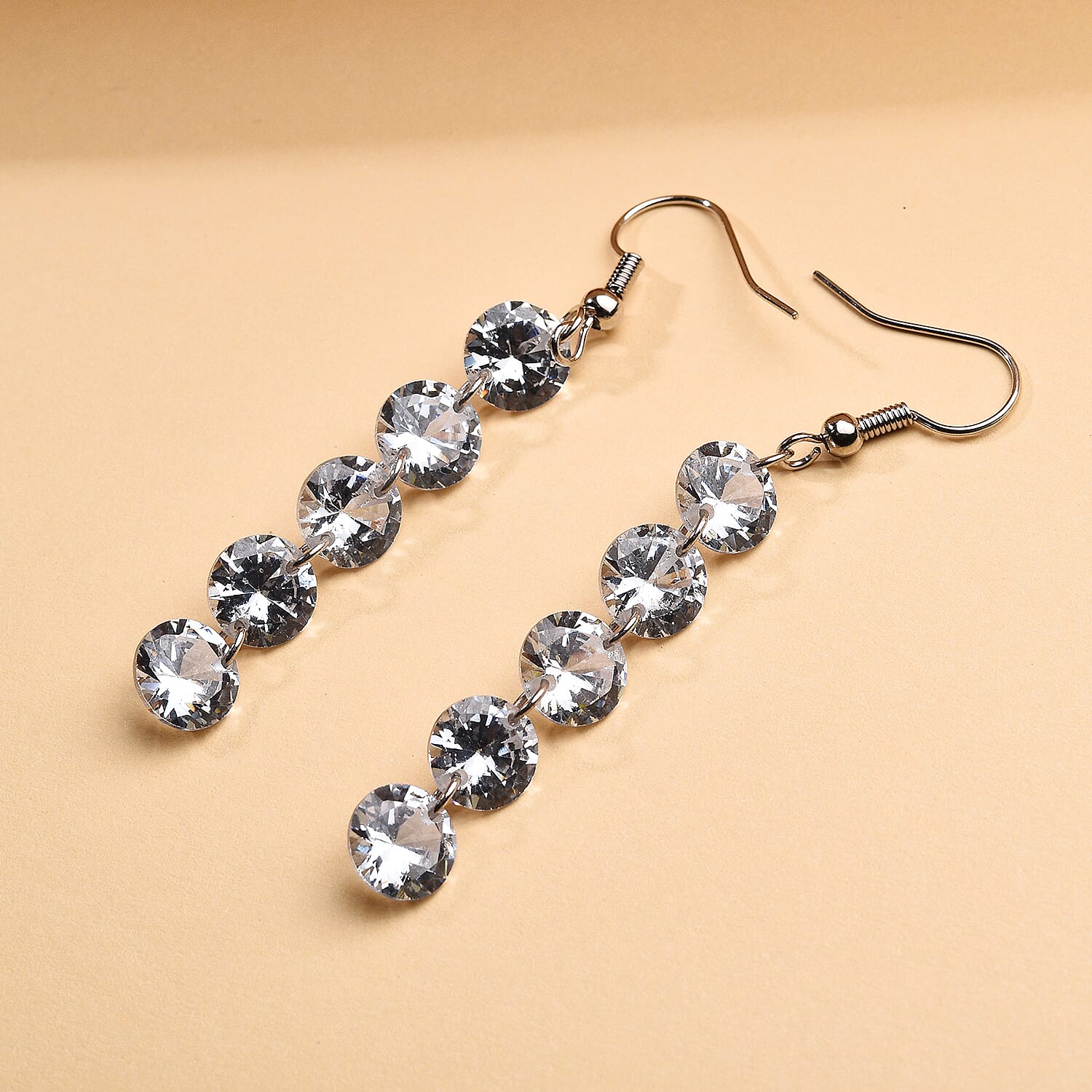 Simulated Diamond Earrings in Silver Tone - 8899220 - TJC