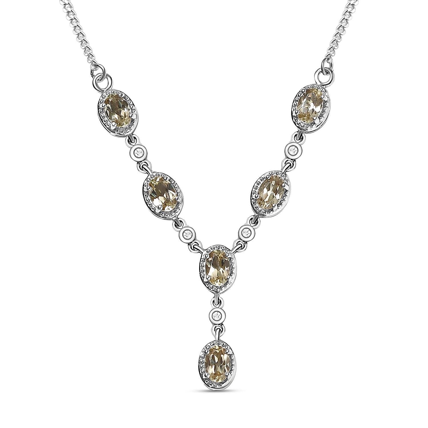 Turkizite & Diamond Necklace (Size 18-2 Inch Ext.) in Platinum Overlay ...