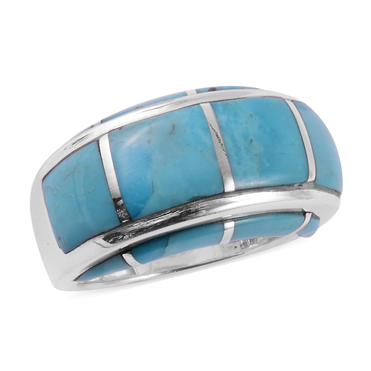 Santa Fe Collection - Kingman Turquoise Band Ring in Sterling Silver 9. ...