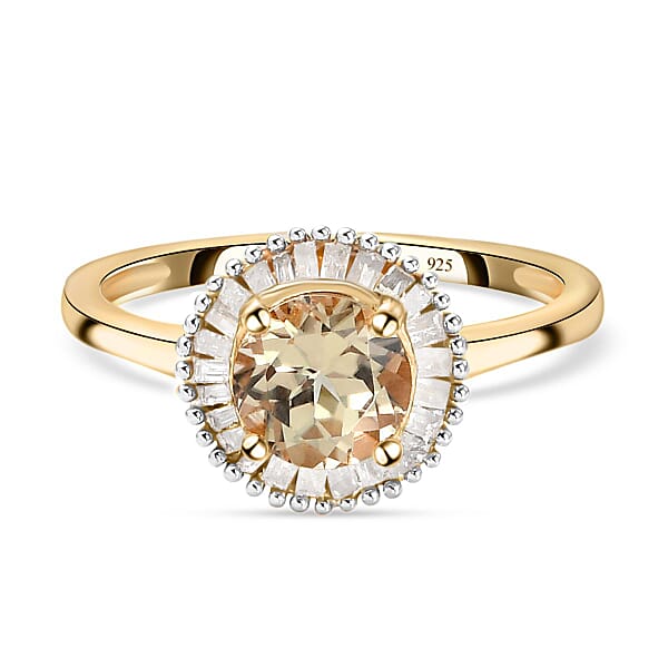 Turkizite and Diamond Ballerina Ring in Vermeil Yellow Gold Plated ...