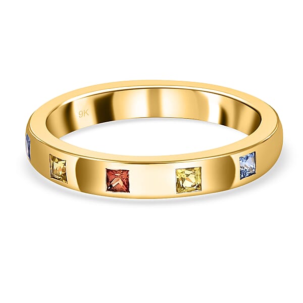 9K Yellow Gold AA Multi Sapphire Flush Set Band Ring 0.32 Ct - 8934176 ...