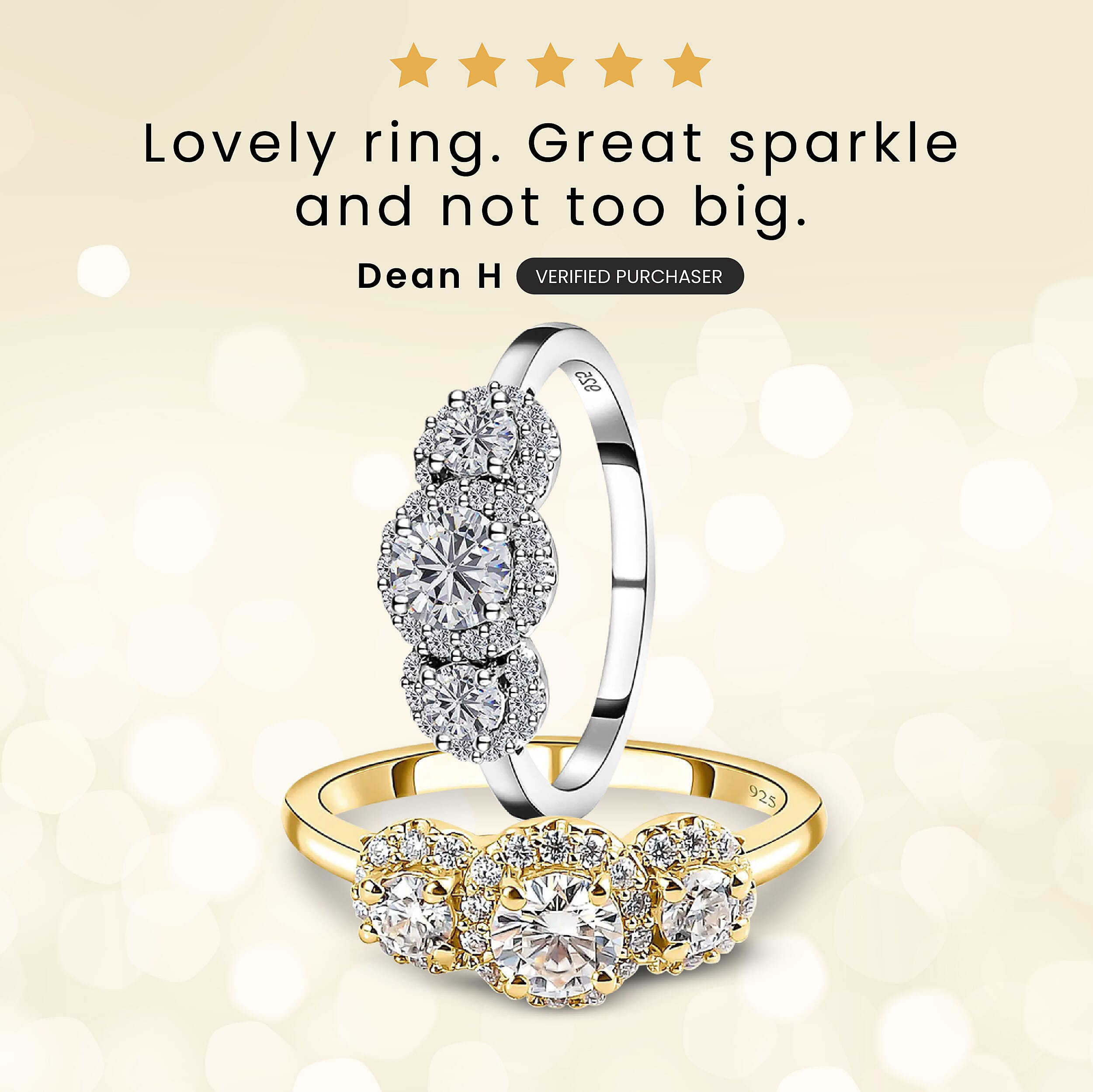 Moissanite Halo Ring in Sterling Silver with 18K Vermeil Yellow Gold ...