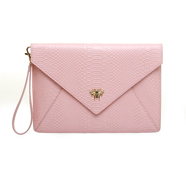 ALICE WHEELER Chelsea Envelope Snake Pattern Clutch Bag - Pink ...