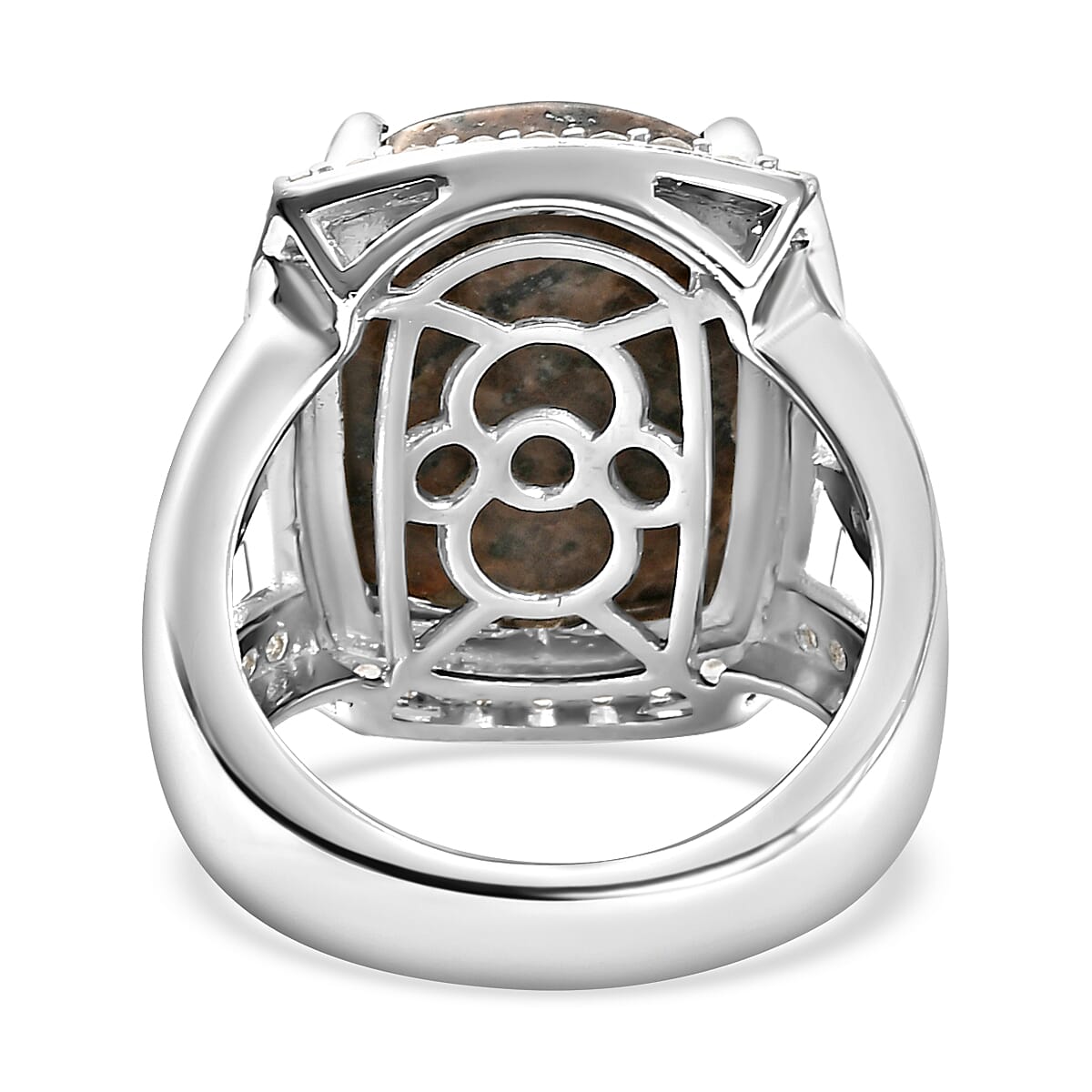 Yooperlite and Natural Cambodian Zircon Ring in Platinum Overlay ...