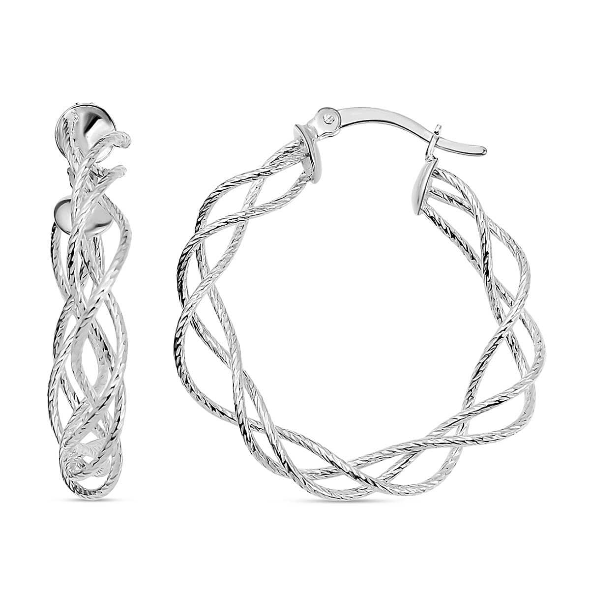 Sterling Silver Hoop Earrings With Clasp - 8959294 - TJC