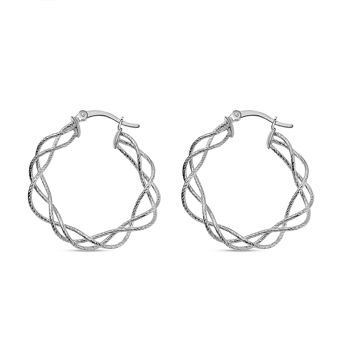 Sterling Silver Hoop Earrings With Clasp - 8959294 - TJC