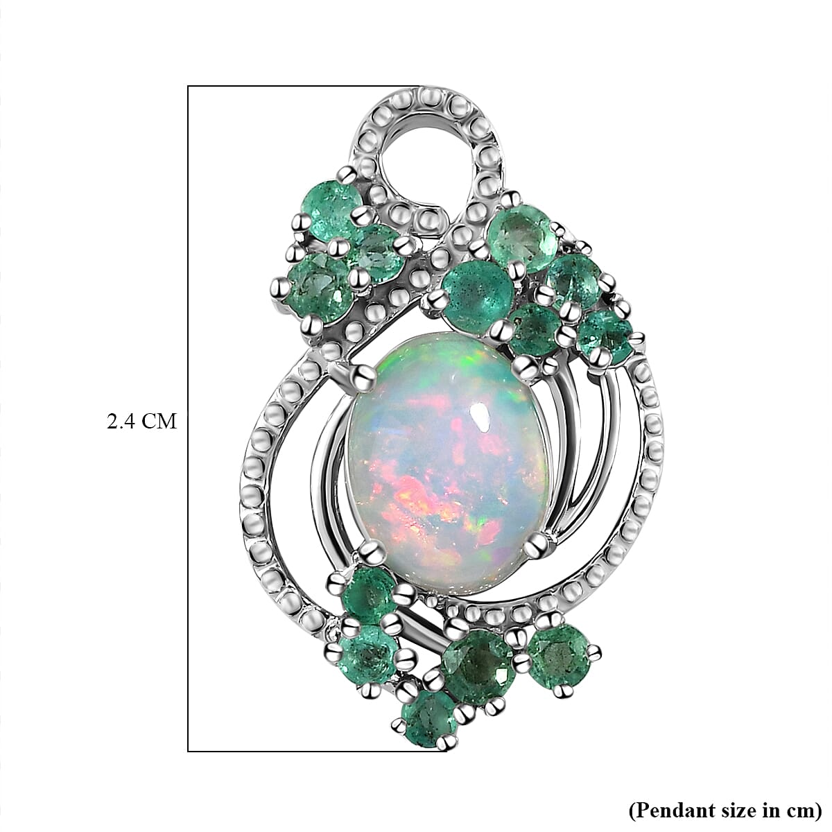 Ethiopian Welo Opal and Kagem Zambian Emerald Pendant in Platinum ...