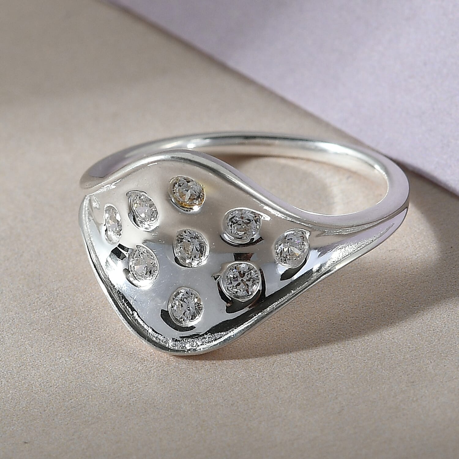 Lustro Stella Finest CZ Ring in Sterling Silver - 8963429 - TJC