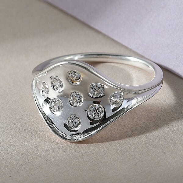 Lustro Stella Finest CZ Ring in Sterling Silver - 8963429 - TJC