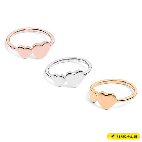 Personalised Engravable Two Heart Initial Ring - D10060 - TJC