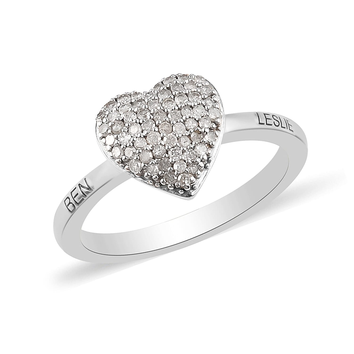 Personalised Engravable Diamond Heart Ring - D10081 - TJC