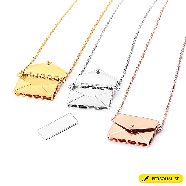 Personalised Engravable Secret Message Envelope Necklace, Size 20-Inch ...