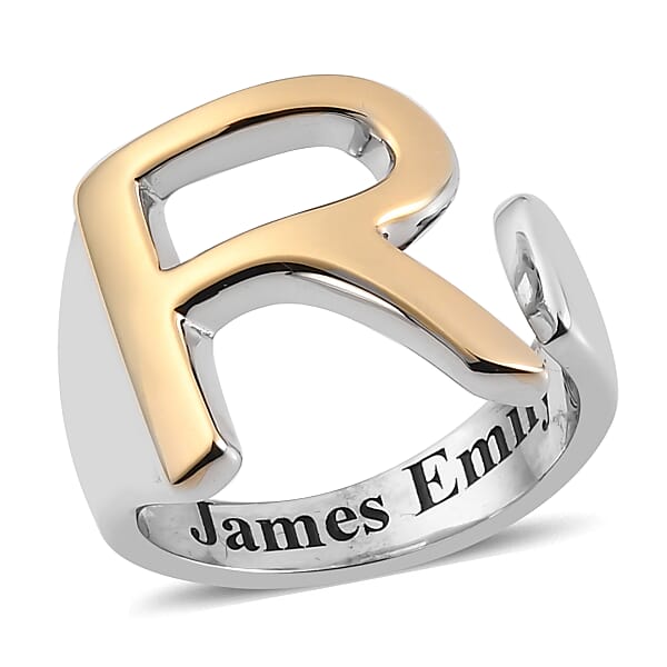 Personalised Engravable Initial R Ring - D10416 - TJC
