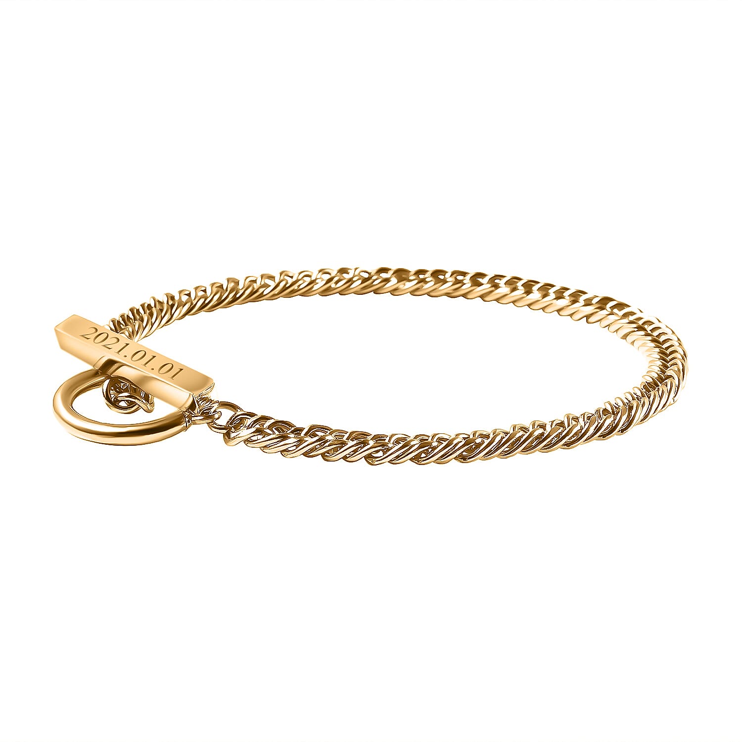 Personalised Engravable Bracelet With T-Bar Lock in Stainless Steel ...